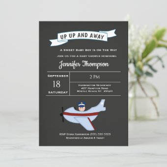 Airplane Pilot Baby Boy Shower Invitation | Zazzle