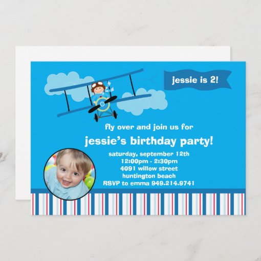 Airplane Pilot Birthday Party Invitation | Zazzle