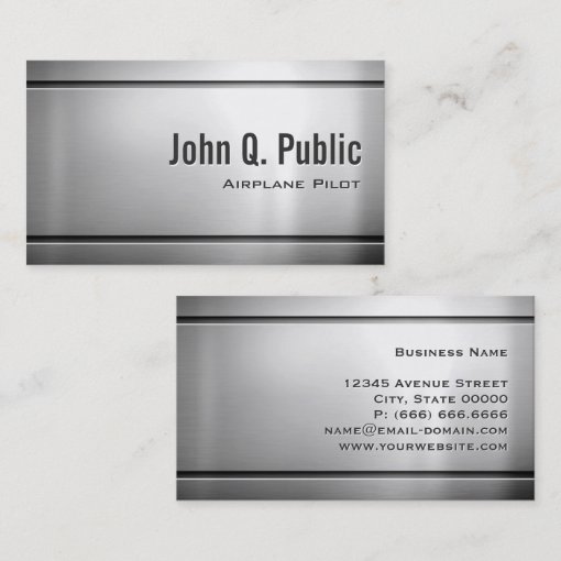 Airplane Pilot - Cool Stainless Steel Metal Business Card | Zazzle