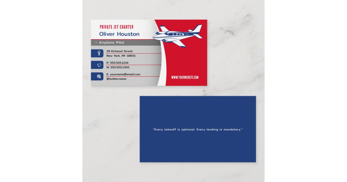 Airplane Pilot | Flight Business Card | Zazzle