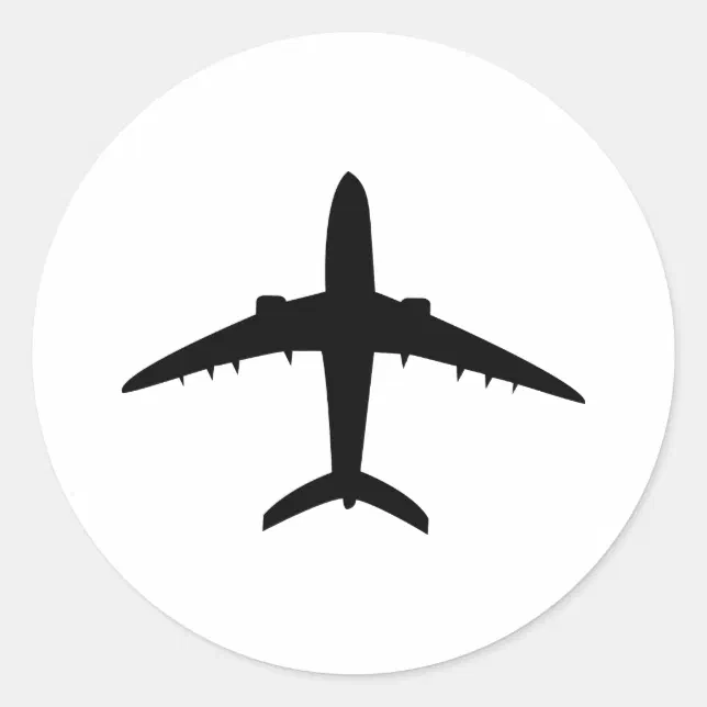 airplane plane aircraft icon classic round sticker | Zazzle