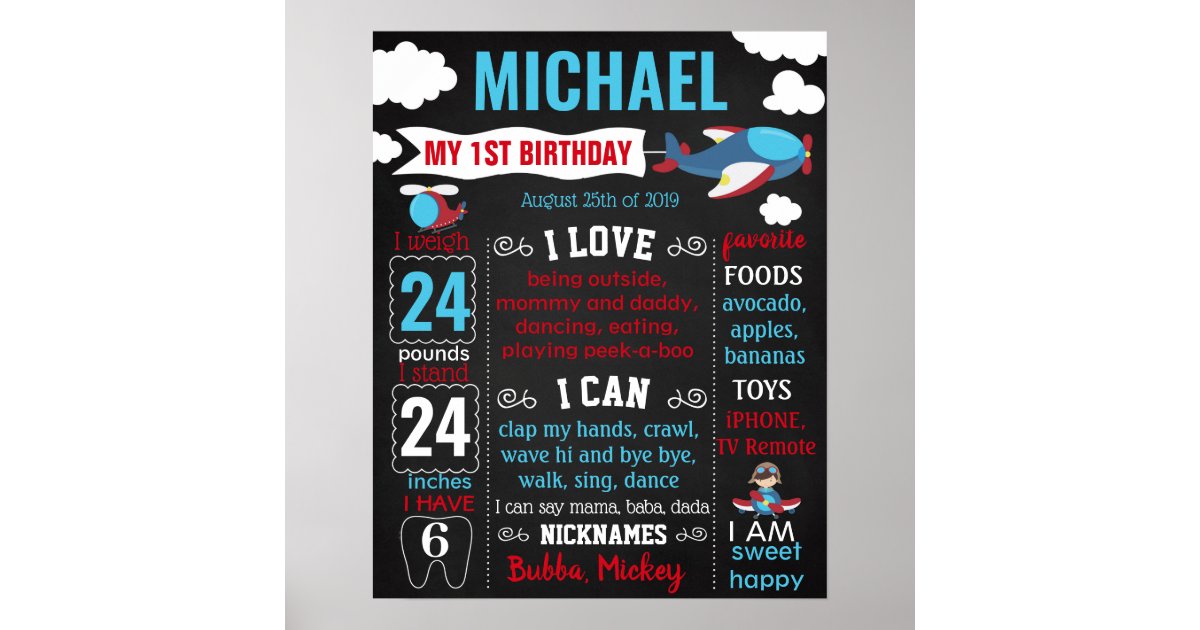Airplane Plane Pilot First Birthday sign | Zazzle