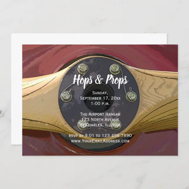 Airplane Propeller Hops and Props Hangar Party Invitation | Zazzle