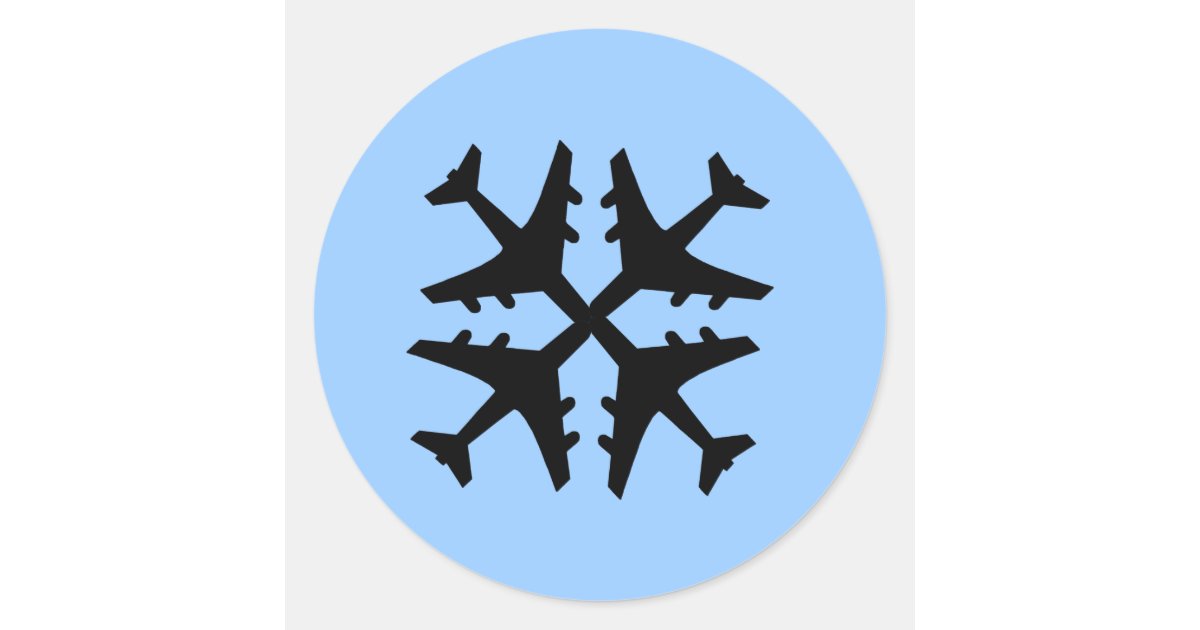 Airplane Snowflake Classic Round Sticker | Zazzle