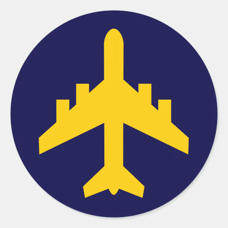 Airplane Symbol in Circle Classic Round Sticker | Zazzle