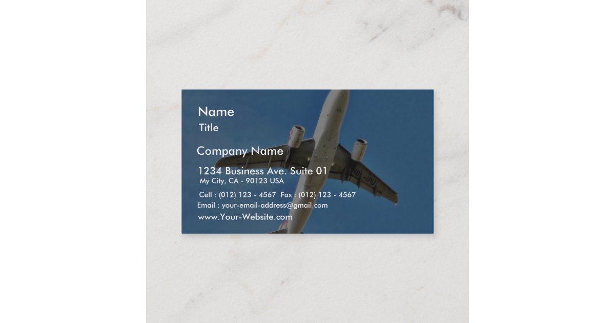 Airplane Takeoff On Blue Sky Business Card | Zazzle