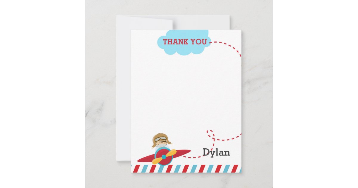 Airplane Thank You Card - Pilot Plane Aeroplane | Zazzle