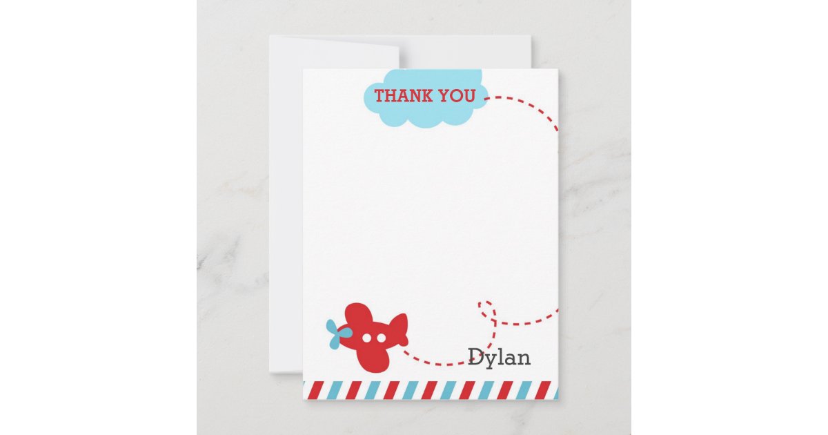Airplane Thank You Card - Plane Aeroplane | Zazzle
