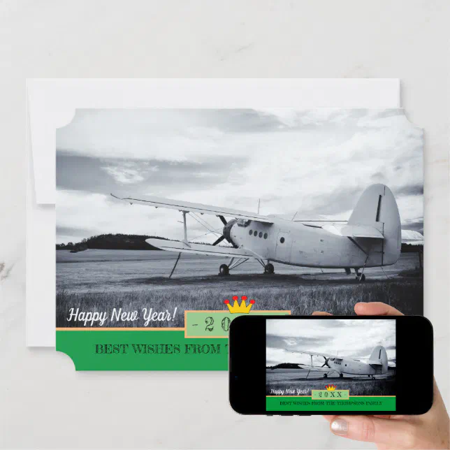 Airplane to New Horizons, & Happy New Year! Card | Zazzle