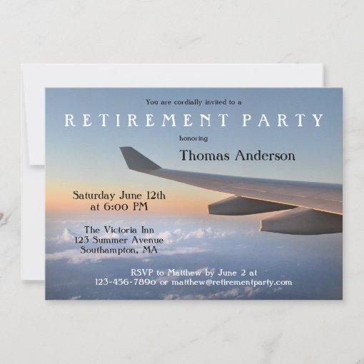 Airplane Travel Themed Retirement Party Invitation | Zazzle