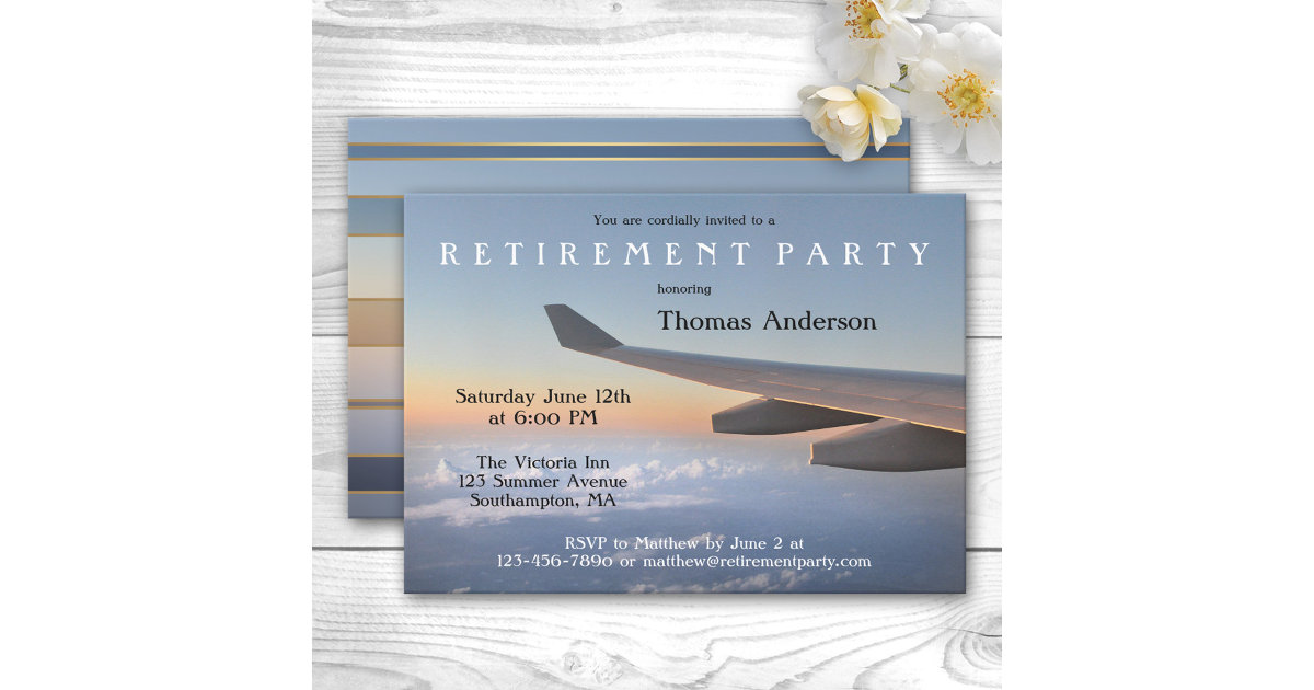 Airplane Travel Themed Retirement Party Invitation | Zazzle