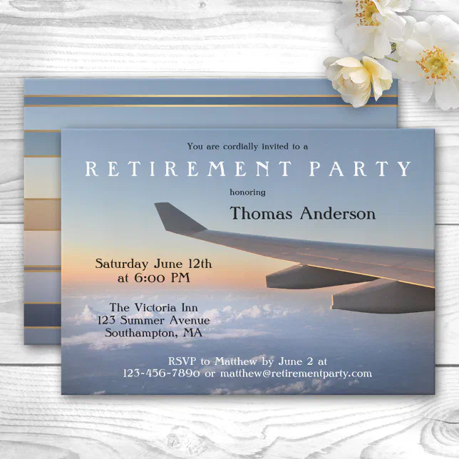 Airplane Travel Themed Retirement Party Invitation | Zazzle