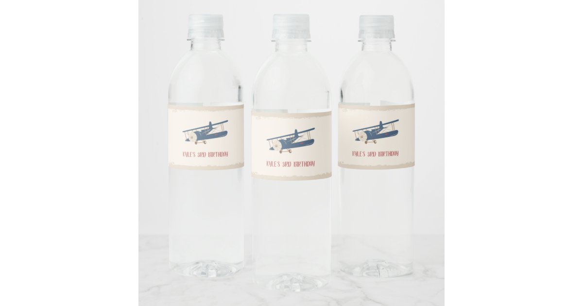 Airplane Water Bottle Label - Custom | Zazzle