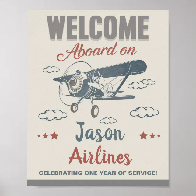 Airplane Welcome sign - Vintage Airplane Poster | Zazzle