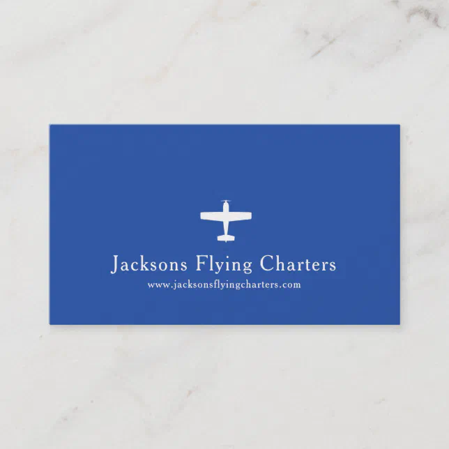 Airplane white blue modern aviation business card | Zazzle