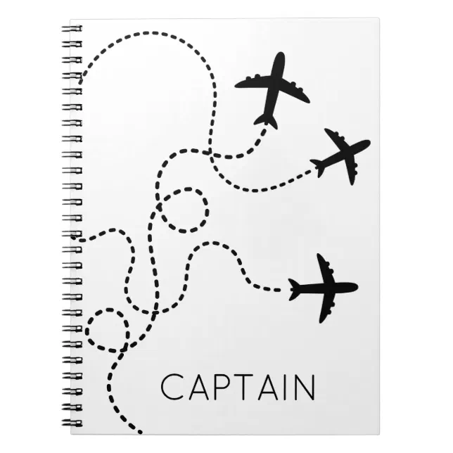 Airplanes Flying Heart Captain NAME Aviation Fun N Notebook | Zazzle