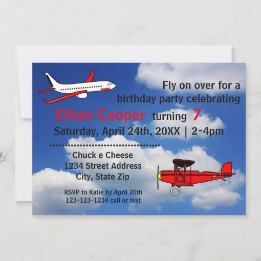 Airplanes in the Sky - Boys Birthday Invitation | Zazzle