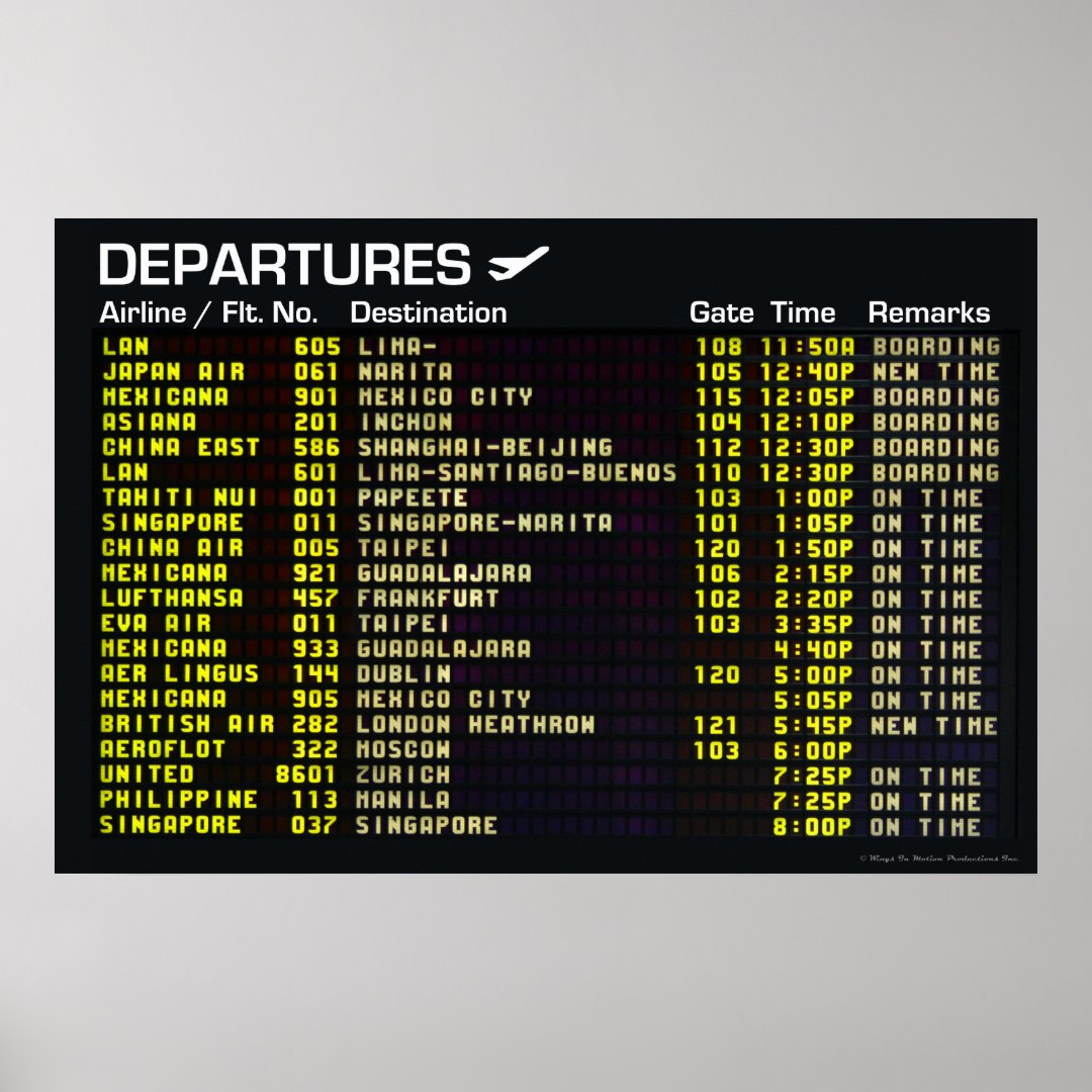 Airport Departures Poster | Zazzle