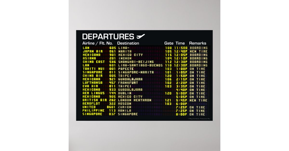 Airport Departures Poster | Zazzle