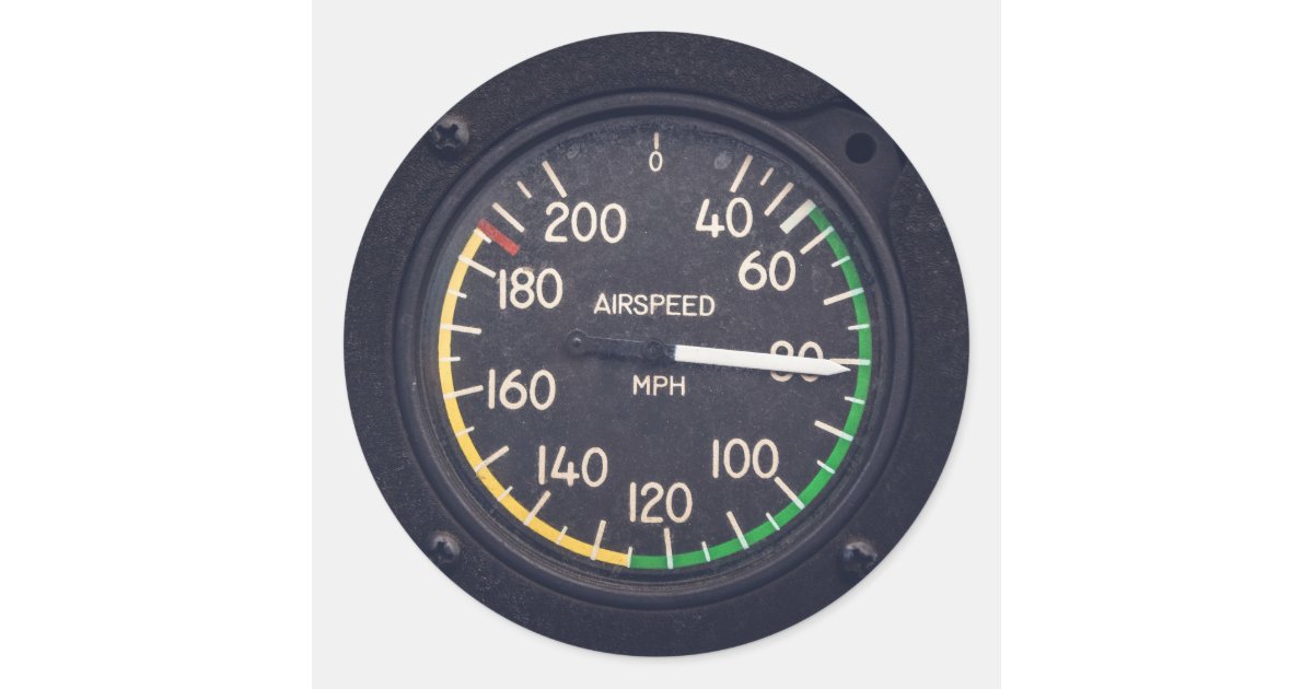 Airspeed Gage Classic Round Sticker | Zazzle