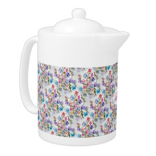 AIRY AND PRETTY FLOWER PATTERN TEAPOT | Zazzle