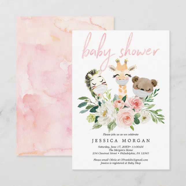 Airy Blush Animals Baby Shower Invitation | Zazzle