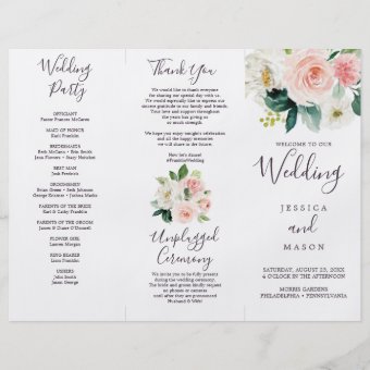 Airy Blush Tri-Fold Wedding Program Flyer | Zazzle