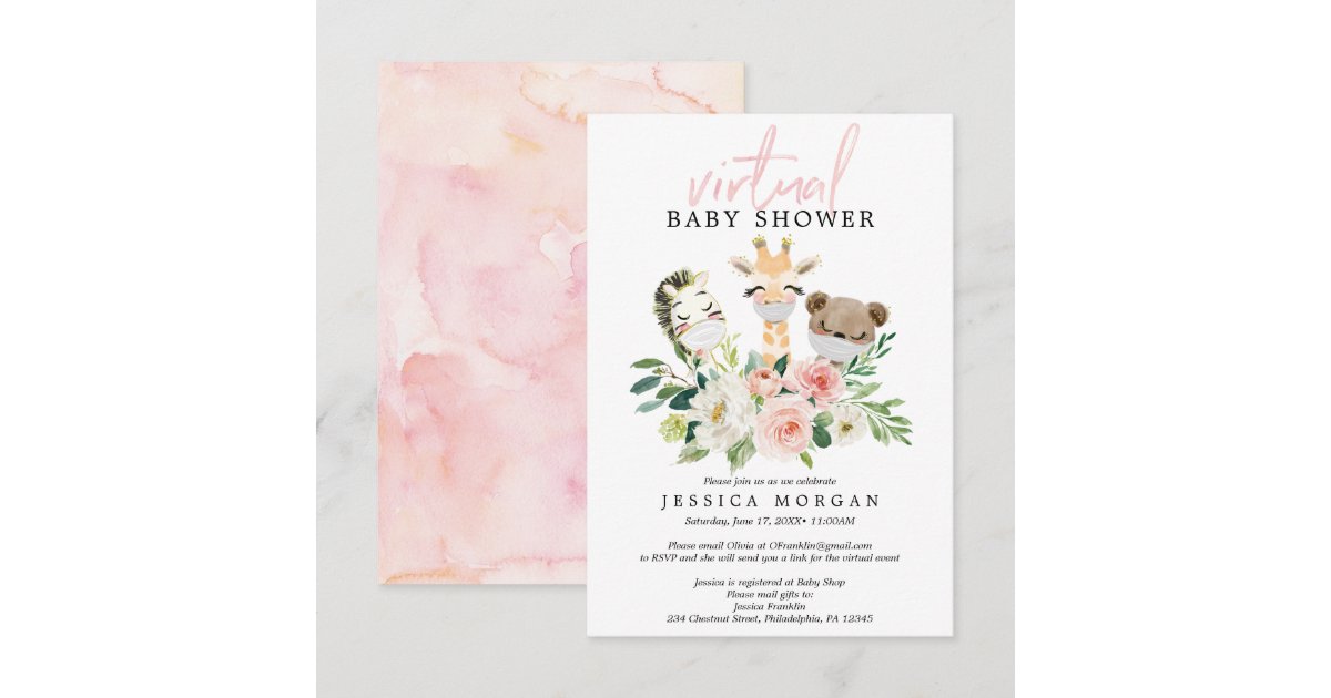 Airy Blush Virtual Baby Shower Invitation | Zazzle