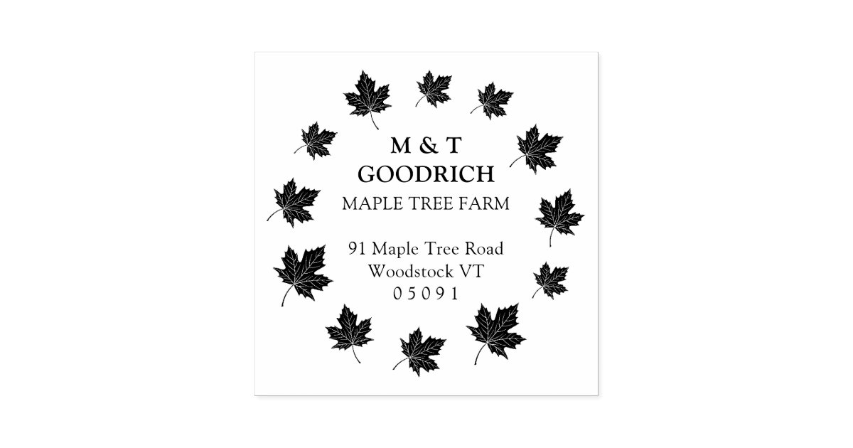 Airy Circle of Maple Leaves Return Address. Rubber Stamp | Zazzle