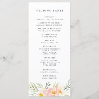 Airy Floral Wedding Ceremony Program | Zazzle