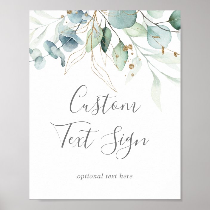Airy Greenery Cards & Gifts Custom Text Sign | Zazzle.com