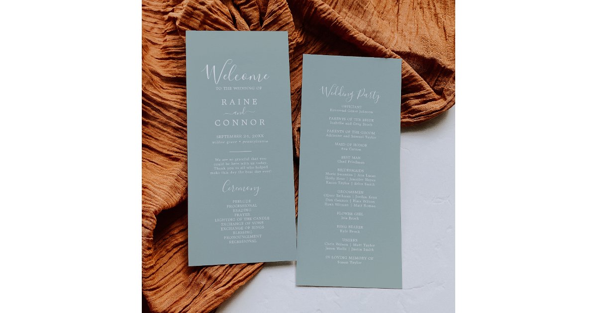 Airy Greenery Coordinate Wedding Program | Zazzle
