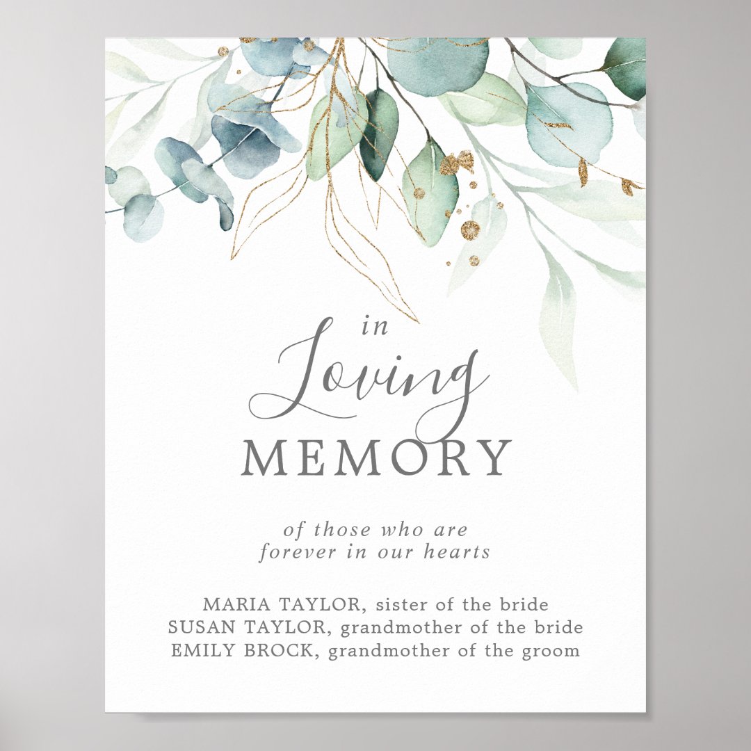 Airy Greenery In Loving Memory Wedding Sign | Zazzle
