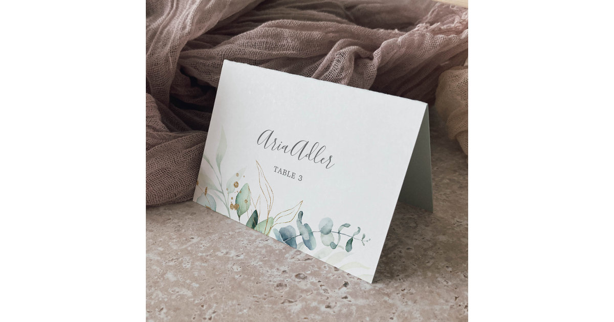 Airy Greenery Printable Wedding Place Cards | Zazzle