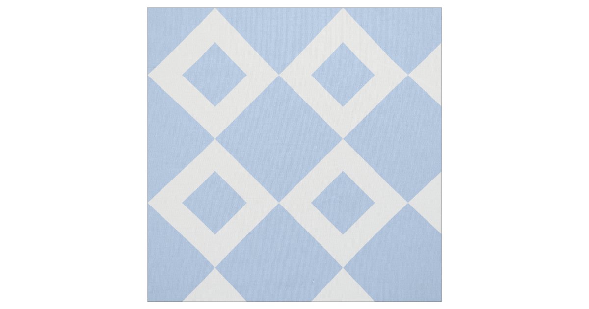 Airy Light Blue and White Diamond Pattern Fabric | Zazzle