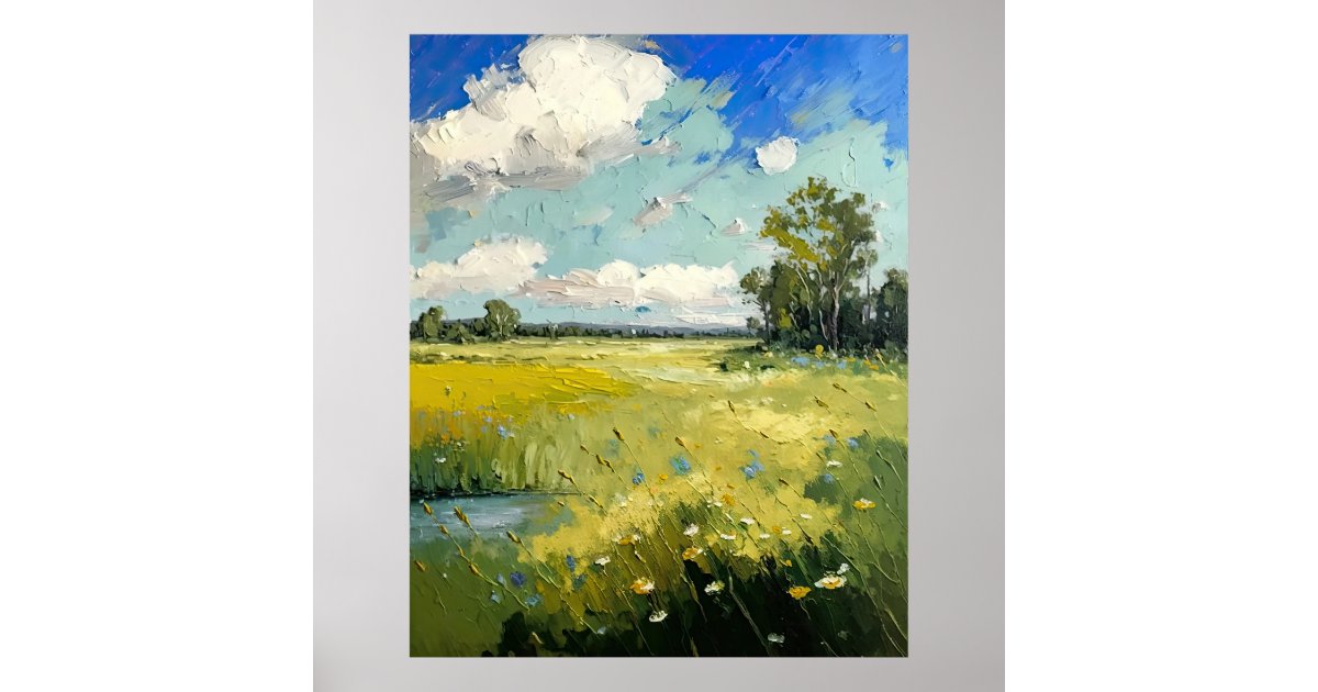 Airy Wildflowers Meadow Fine Art Poster | Zazzle