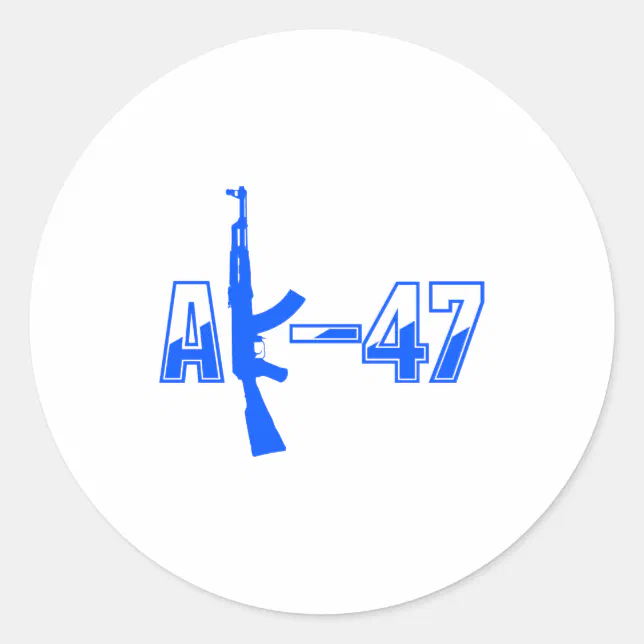 AK-47 AKM Assault Rifle Logo Blue.png Classic Round Sticker | Zazzle