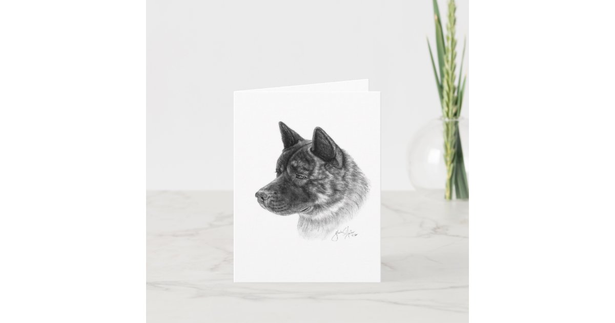 Akita Dog Art Greeting Card | Zazzle