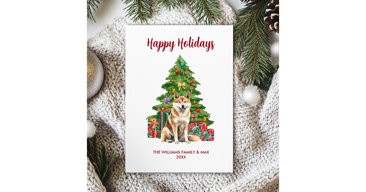 Akita Dog Family Christmas Holiday Card | Zazzle