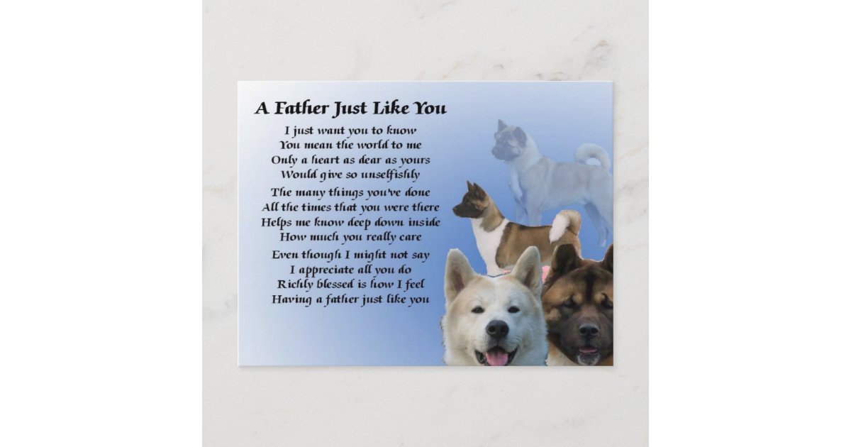 Akita Dog Father Poem Postcard | Zazzle