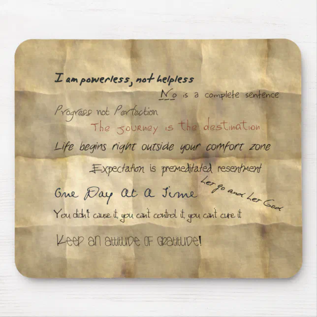 Al-anon Slogans Motivational Mousepad | Zazzle