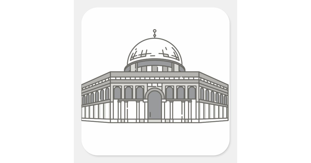 Al aqsa mosque World Landmark Square Sticker | Zazzle