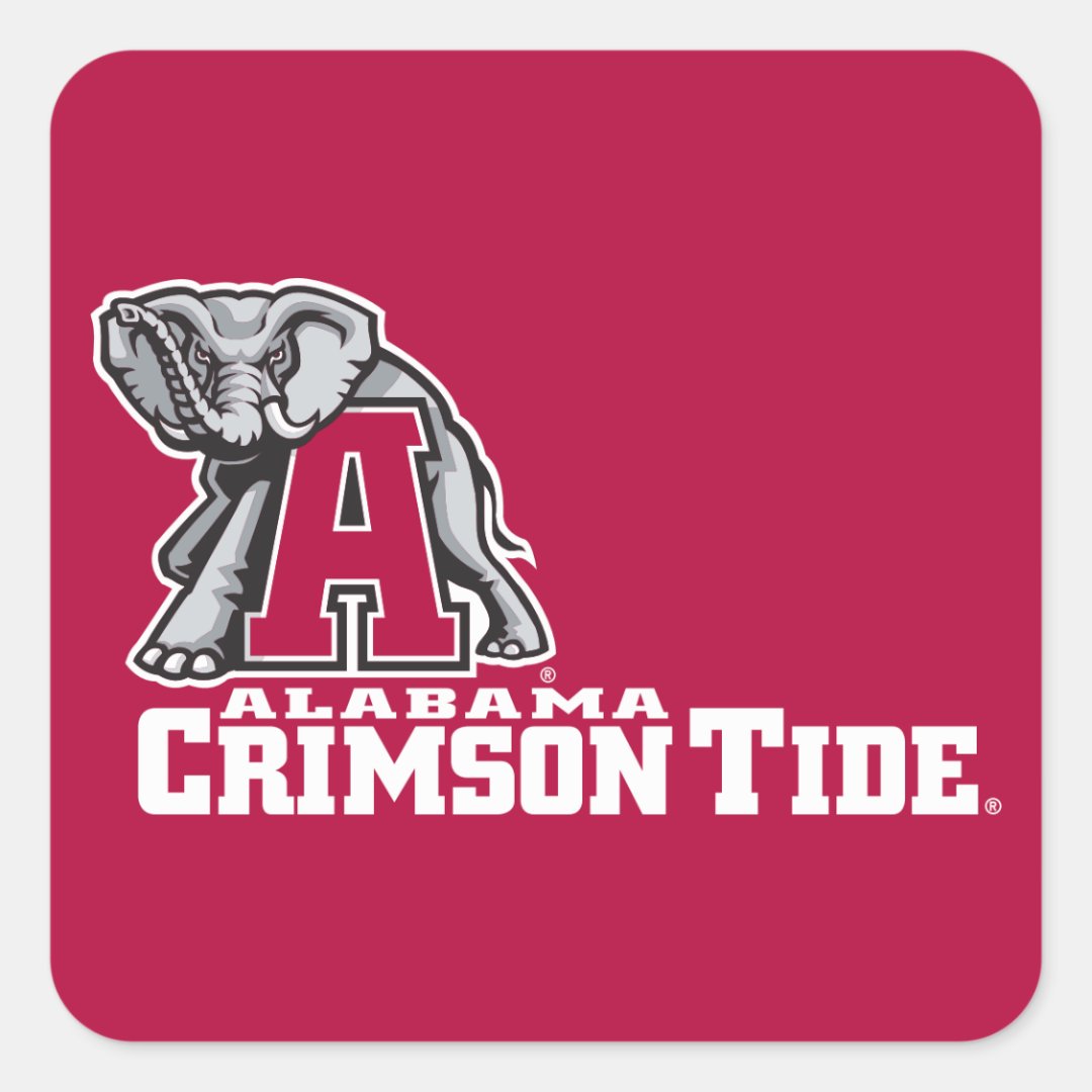 Alabama A Crimson Tide Big Al Square Sticker | Zazzle