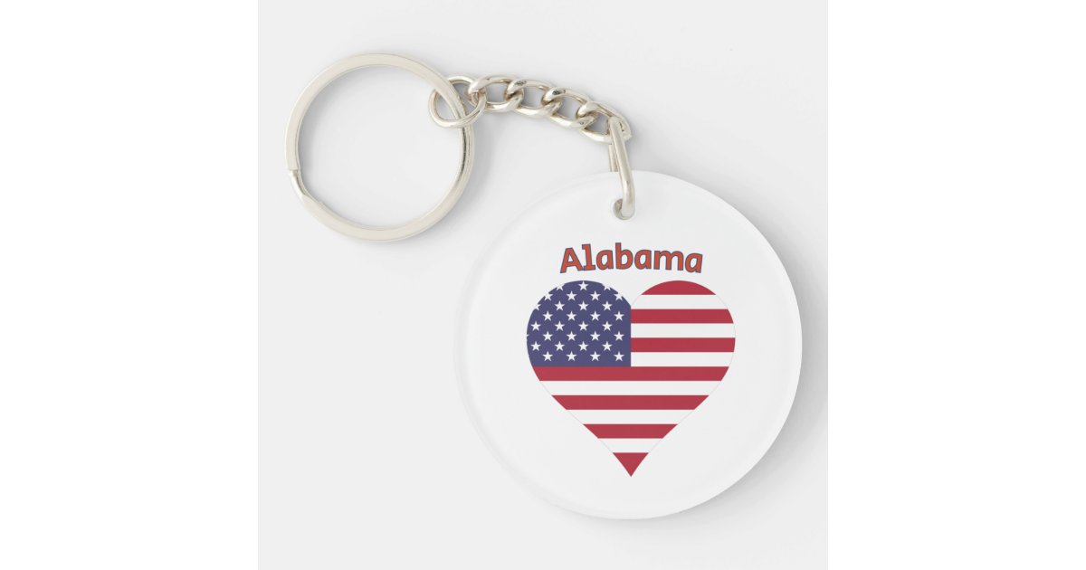 Alabama American Flag Heart Keychain | Zazzle