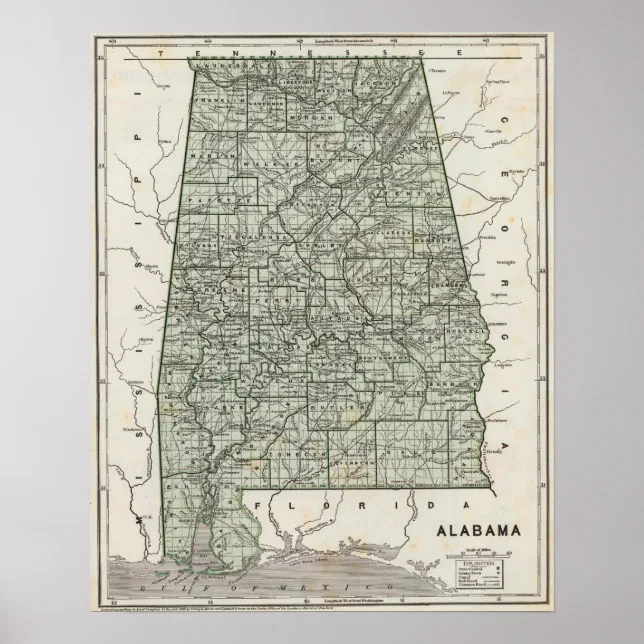 Alabama Atlas Map Poster | Zazzle