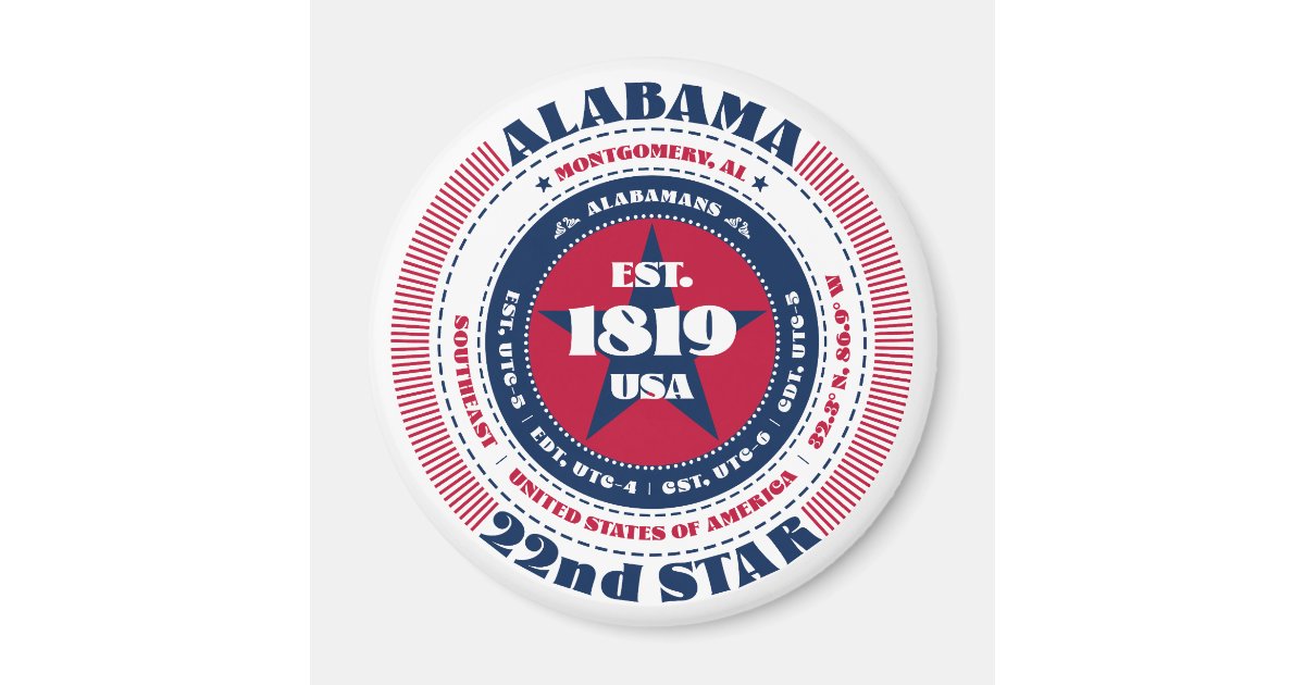 Alabama Circle Typography Souvenir Magnet | Zazzle