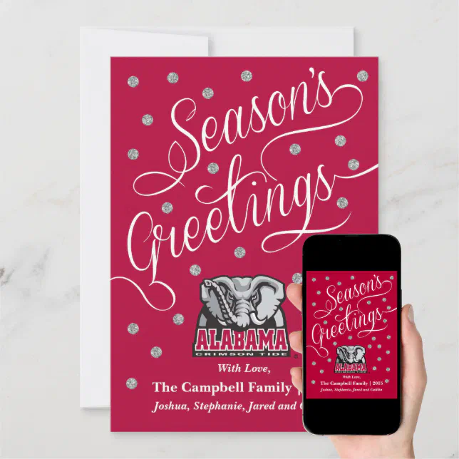 Alabama Crimson Tide Big Al Holiday Card | Zazzle