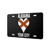 Alabama Custom Personalized Flag Heart Your CIty License Plate | Zazzle