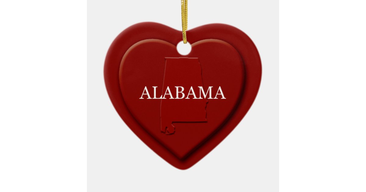 Alabama Heart Map Christmas Ornament | Zazzle