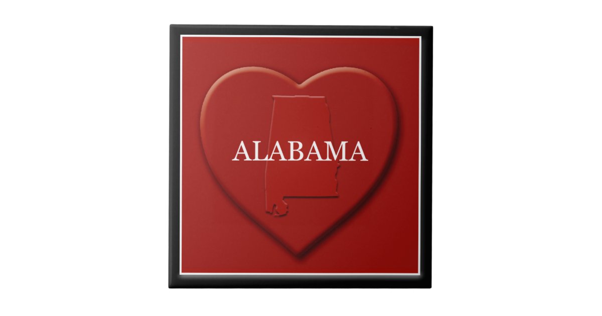 Alabama Heart Map Tile | Zazzle